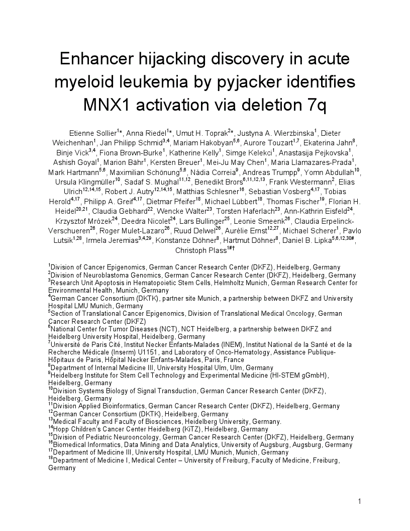 Enhancer hijacking discovery in acute myeloid leukemia by pyjacker ...