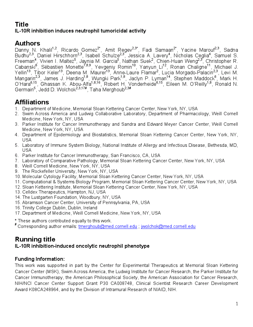 IL-10R inhibition induces neutrophil tumoricidal activity | Cancer ...