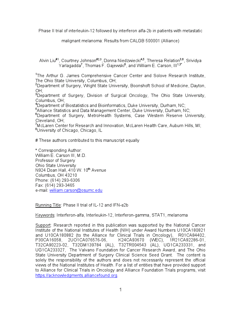 Phase II trial of interleukin-12 followed by interferon alfa-2b in ...