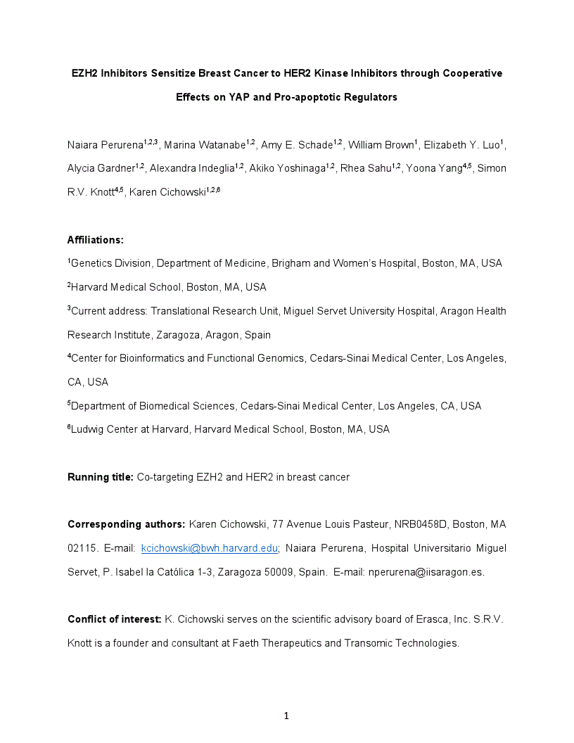 EZH2 Inhibitors Sensitize Breast Cancer to HER2 Kinase Inhibitors ...