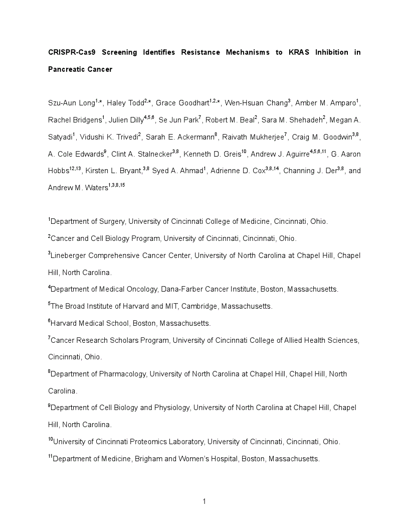 CRISPR-Cas9 Screening Identifies Resistance Mechanisms to KRAS ...