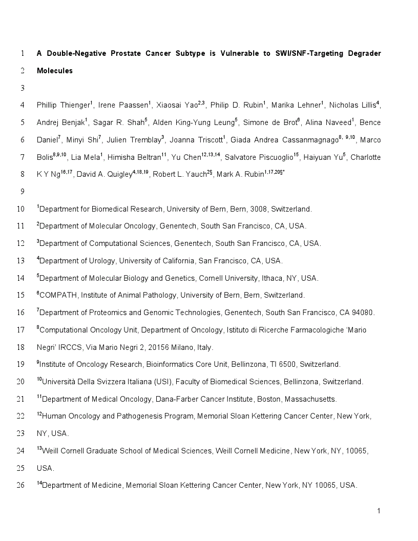A Double-Negative Prostate Cancer Subtype is Vulnerable to SWI/SNF ...