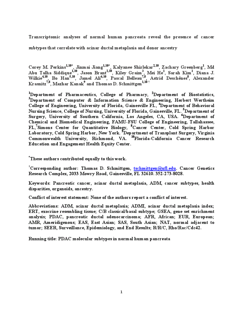 Transcriptomic analyses of normal human pancreata reveal the presence ...