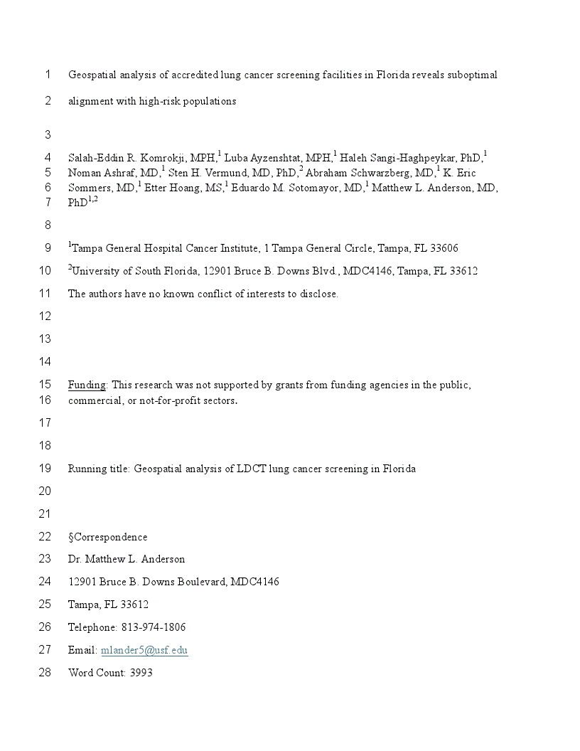 Geospatial analysis of accredited lung cancer screening facilities in ...