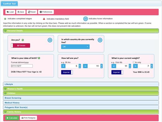 CanRisk Tool—A Web Interface for the Prediction of Breast and Ovarian ...