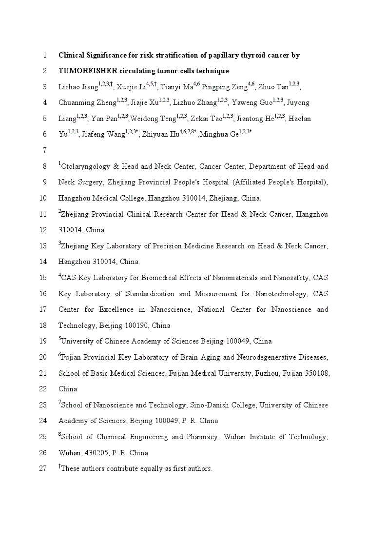 Clinical Significance for risk stratification of papillary thyroid ...