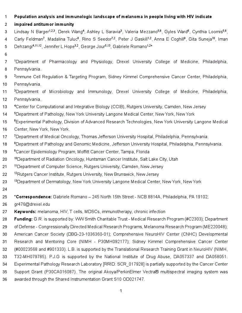 Population analysis and immunologic landscape of melanoma in people ...